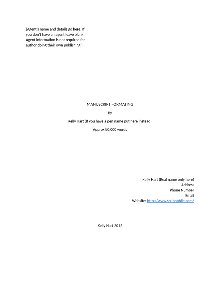 Manuscript Formatting Guide by Kelly Hart | PDF