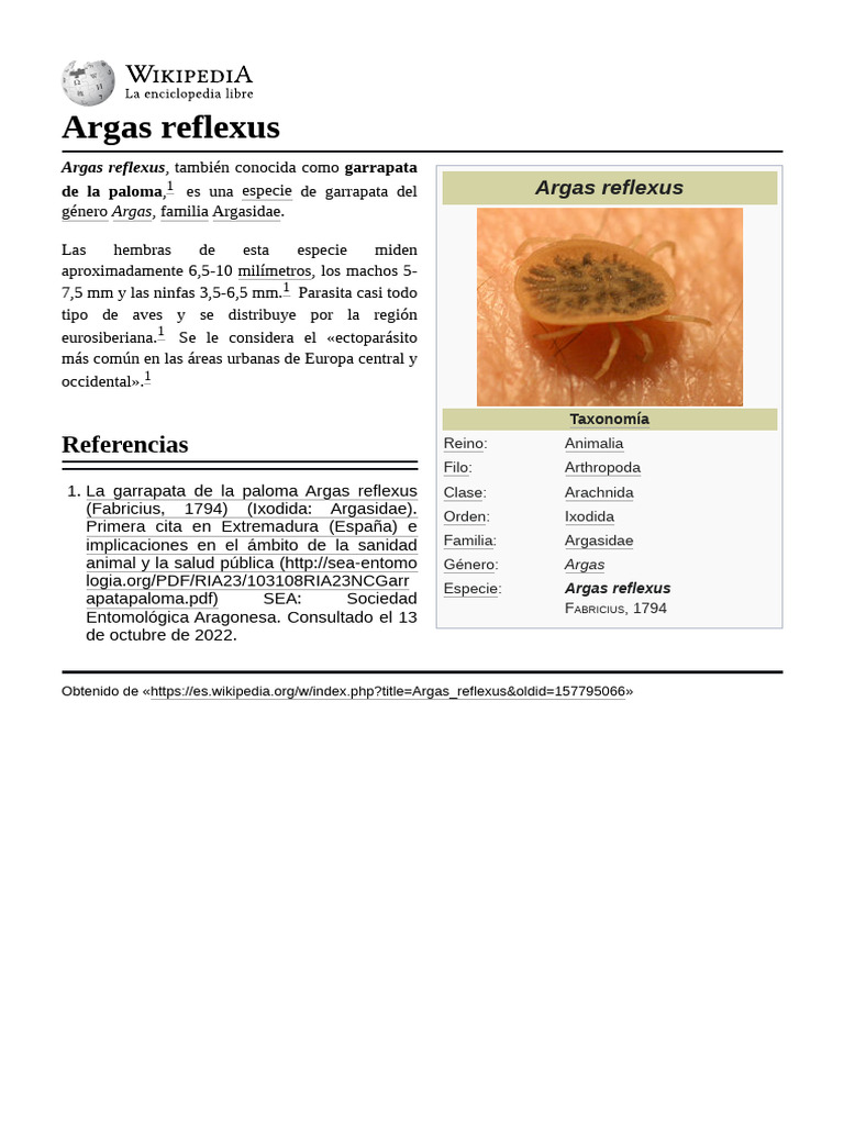 Argas Reflexus | PDF