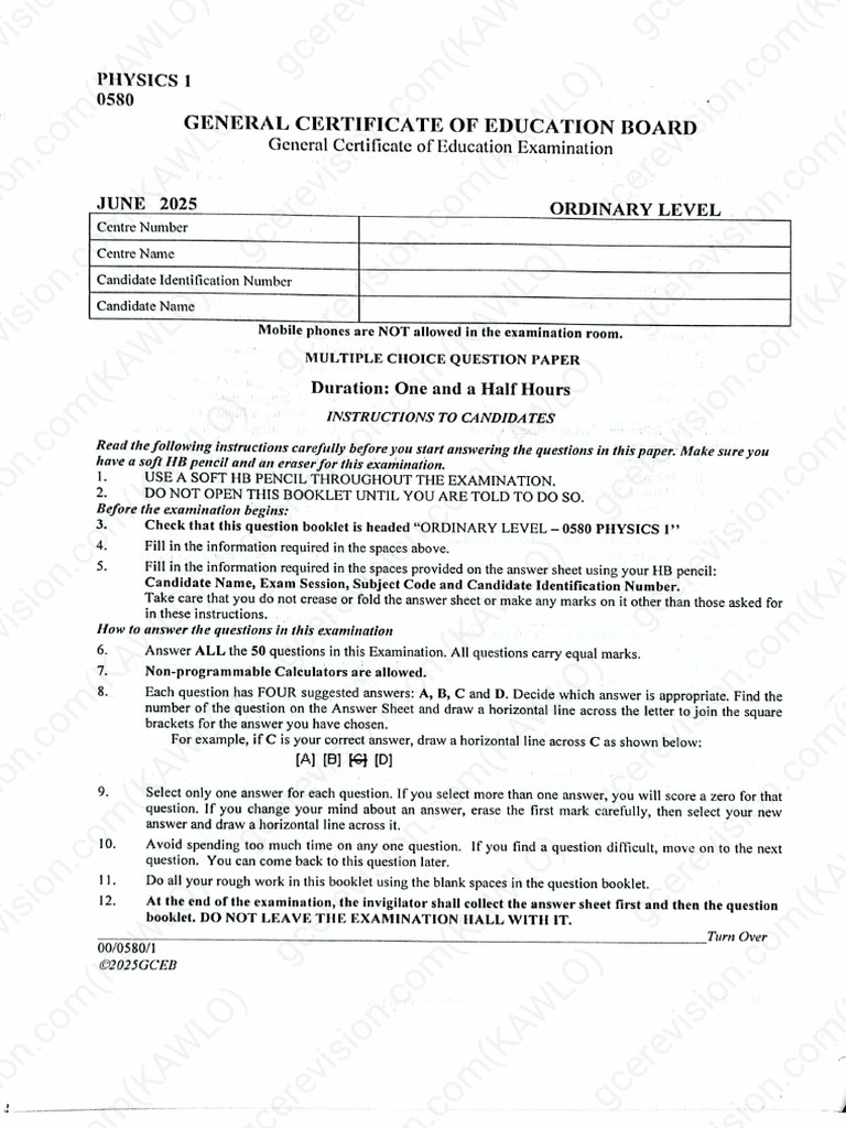 Ol 2025 Physics 1 | PDF
