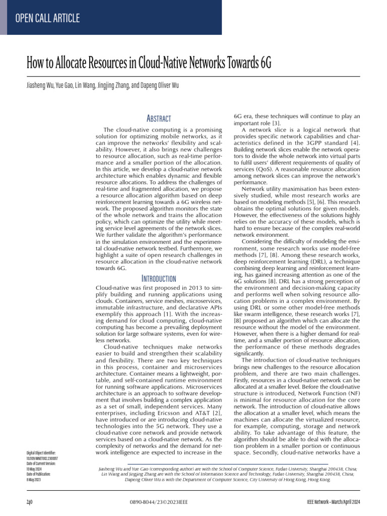 How To Allocate Resources in Cloud-Native Networks Towards 6G | PDF ...