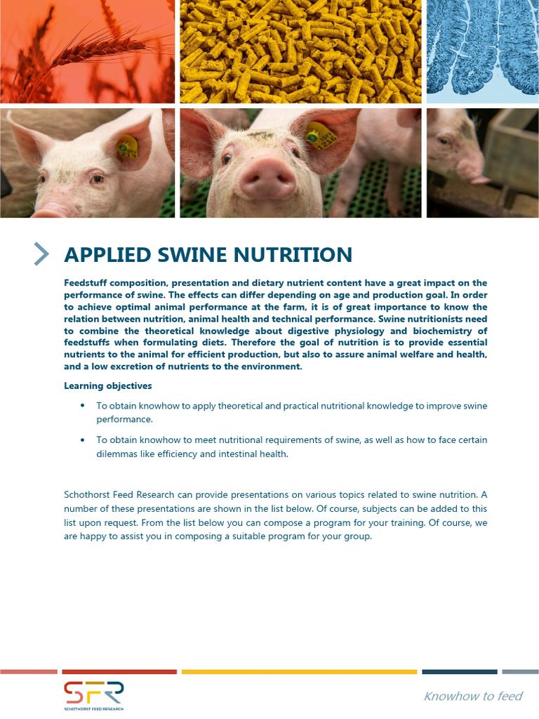 Modules Applied Swine Nutrition Pdf Pig Diet Nutrition