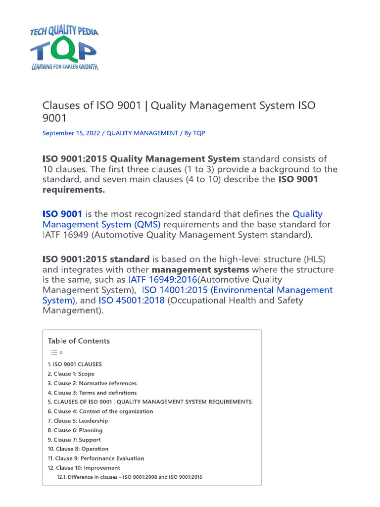 ISO 9001 Clauses and PDCA | PDF | Quality Management System | Business