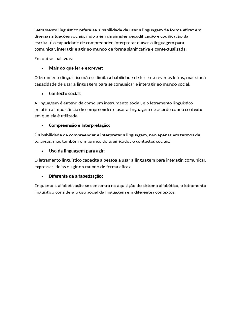 Compreendendo o Letramento Linguístico | PDF