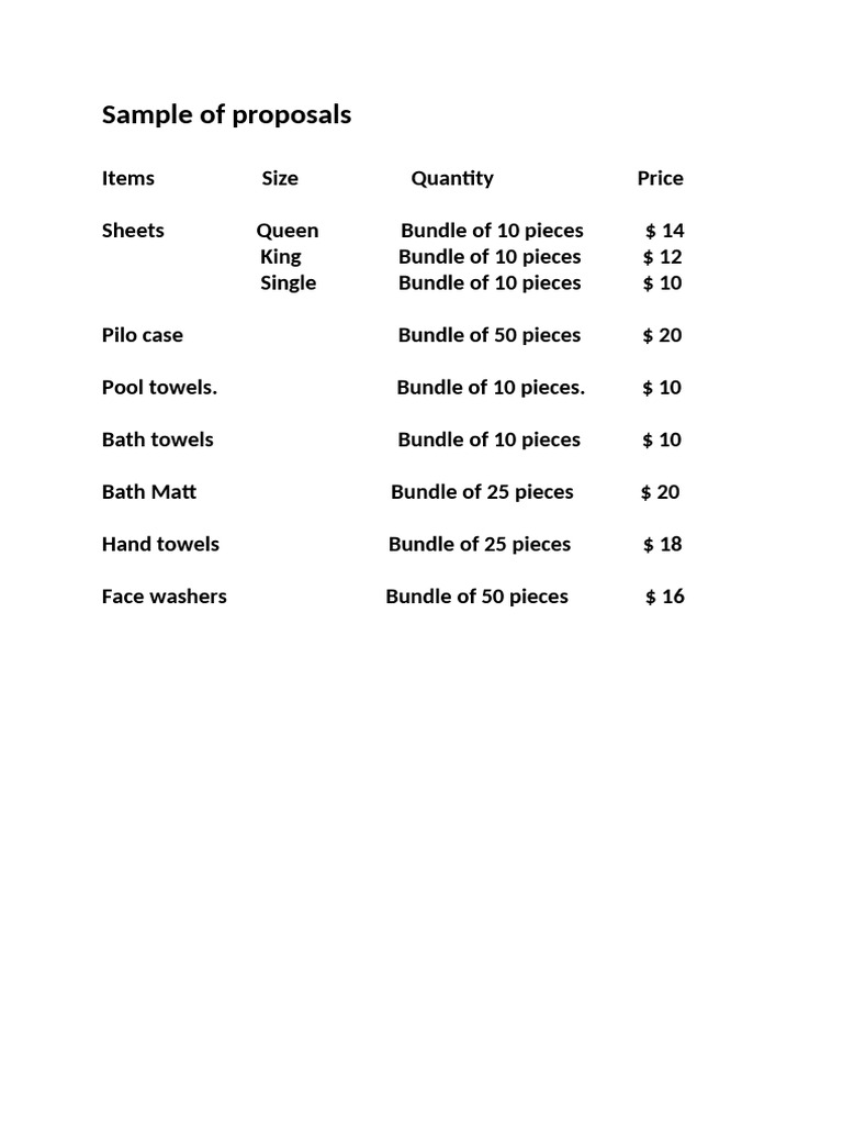 Bedding and Towel Proposal Samples | PDF