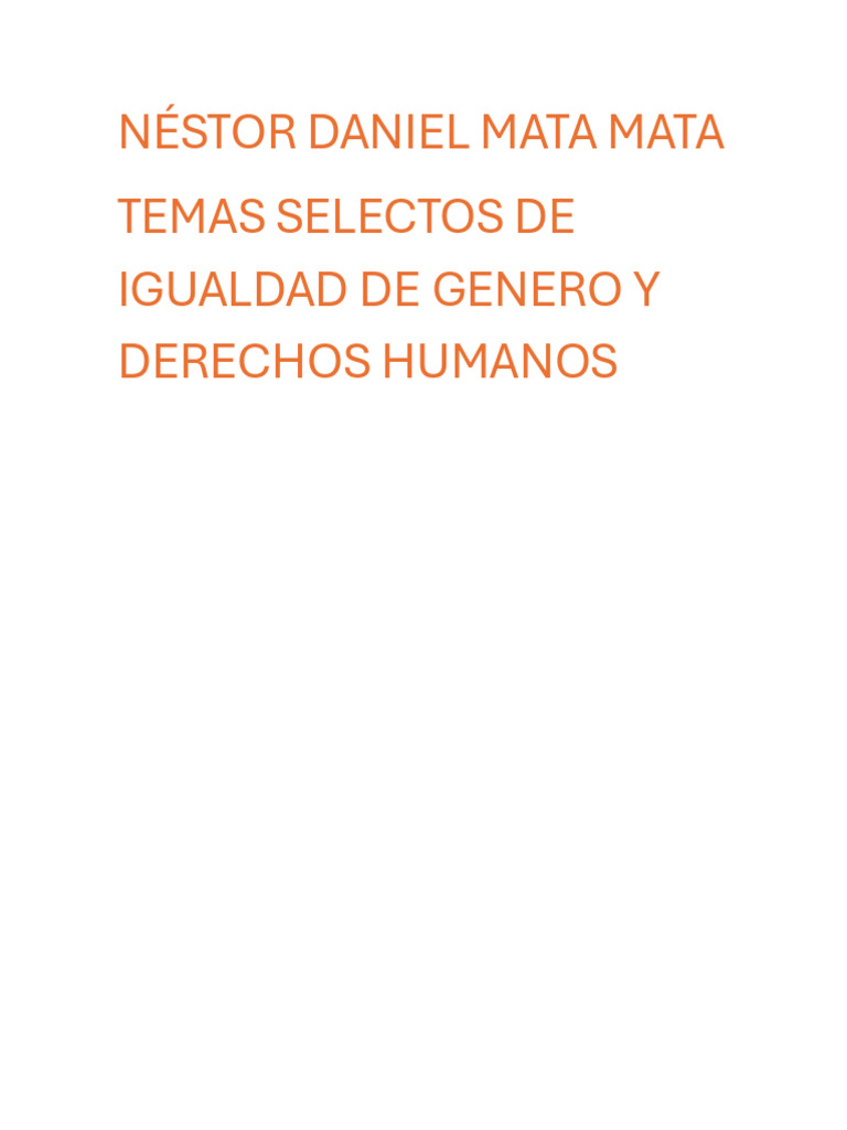 Néstor Daniel Mata Mata Temas Selectos de Igualdad de Genero Y Derechos ...