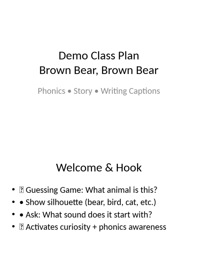 Brown Bear Demo Class | PDF