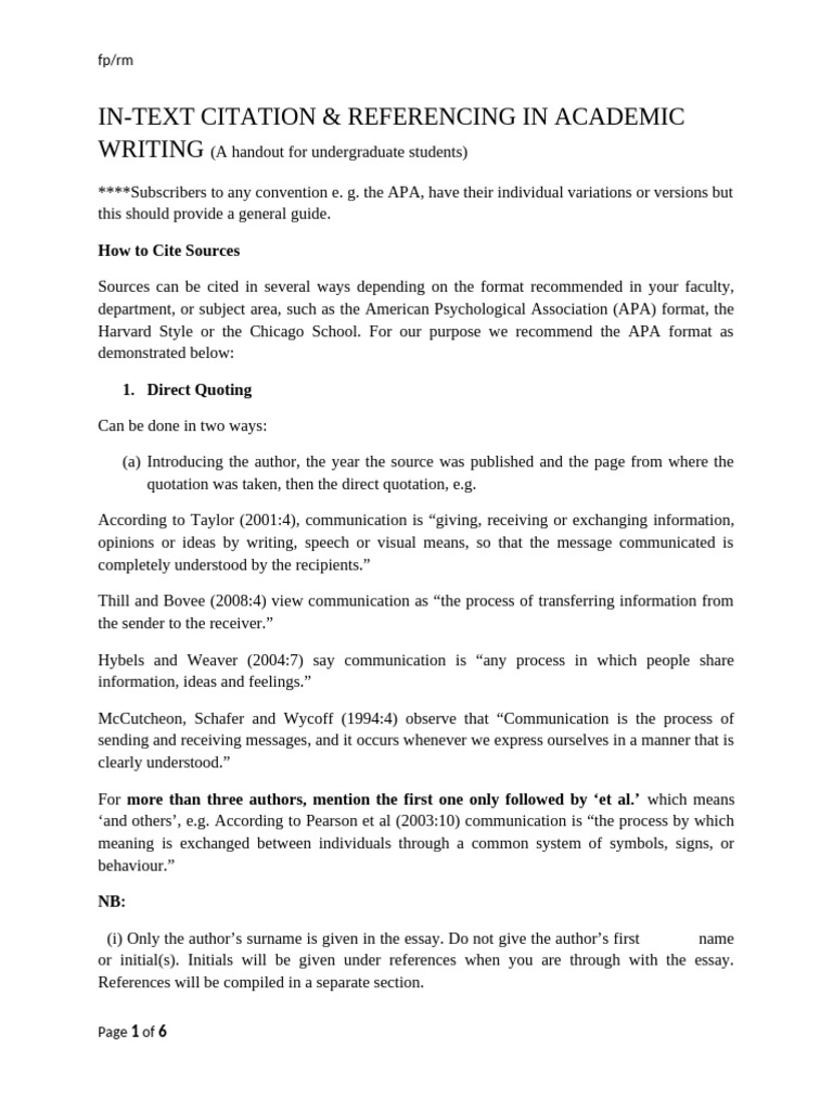 Citation & Referencingextract | PDF | Communication | Citation