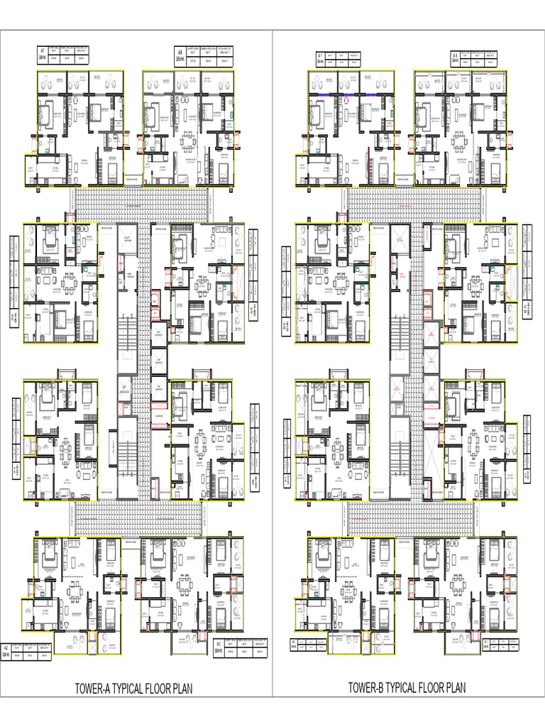 3BHK Floor Plans with Area Details | PDF | Home | Furniture