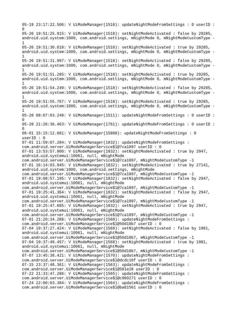 Android Night Mode Activation Logs | PDF