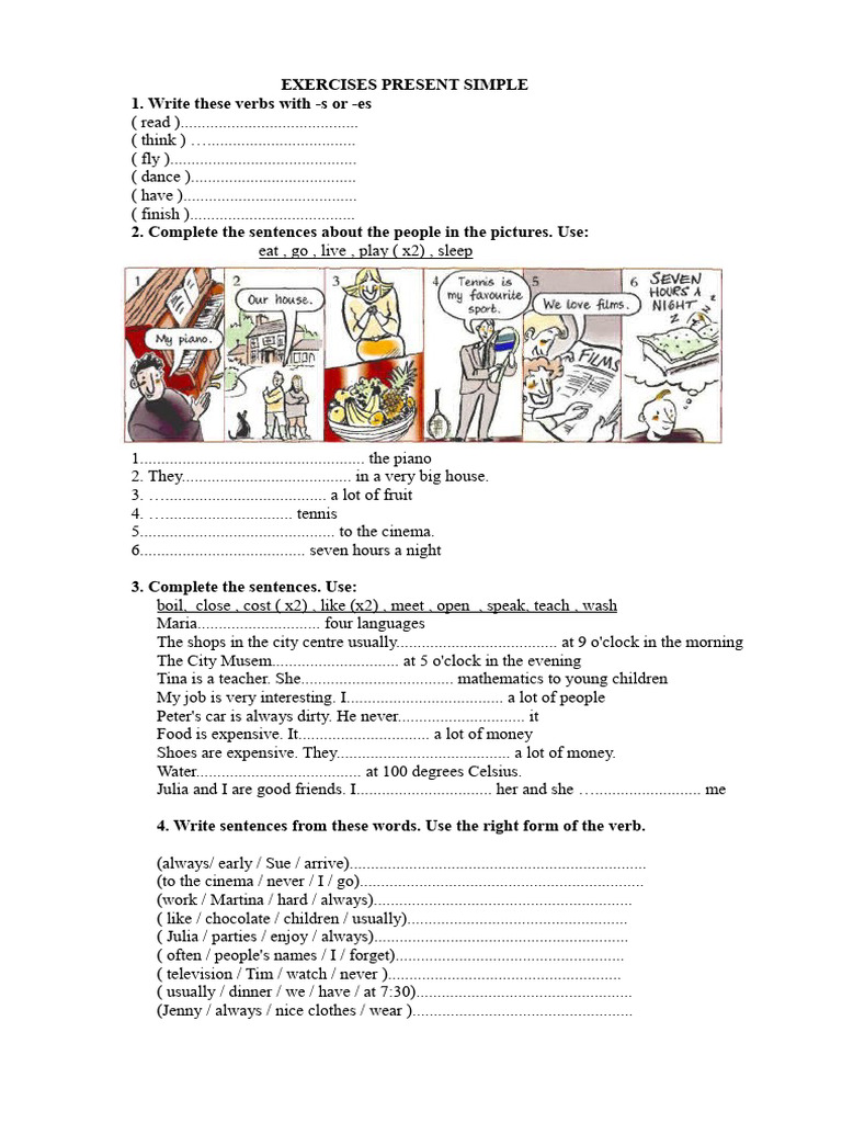 Present Simple Exercises for Beginners | PDF