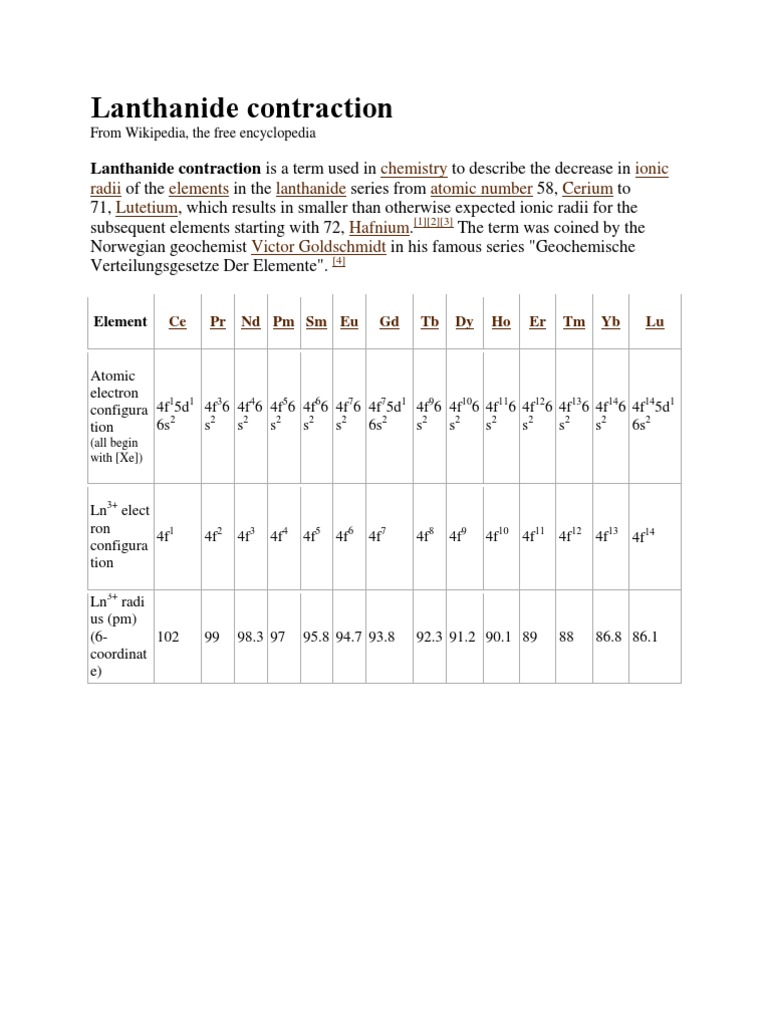 Lanthanide Contraction | Atoms | Chemical Elements