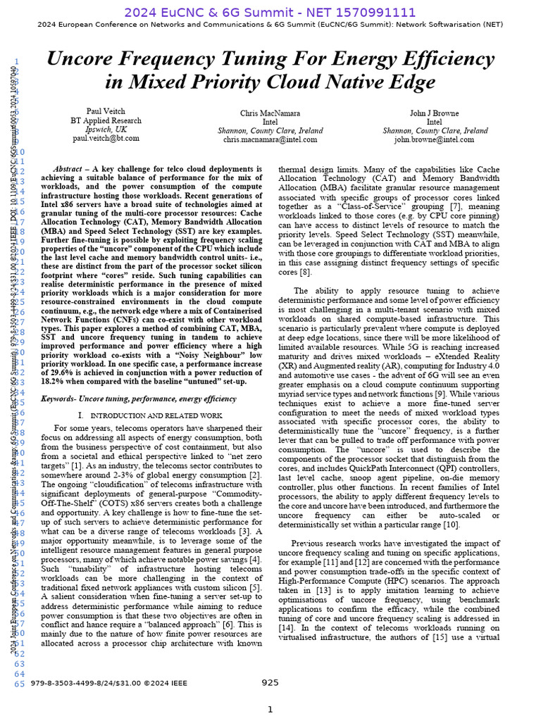 Uncore Frequency Tuning For Energy Efficiency in Mixed Priority Cloud ...