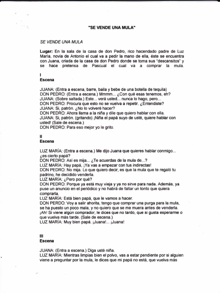 Venta de mula en casa de Don Pedro | PDF