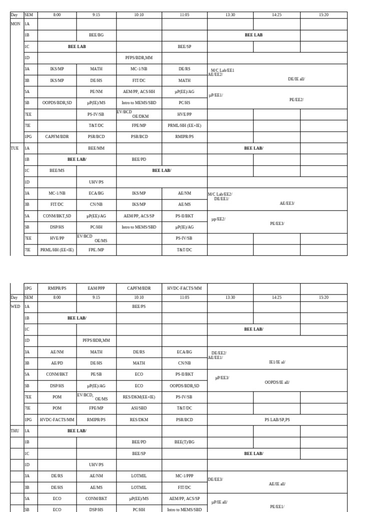2025 26 ODD SEM CLASS ROUTINE Without Labs 3rd Draft For Print | PDF