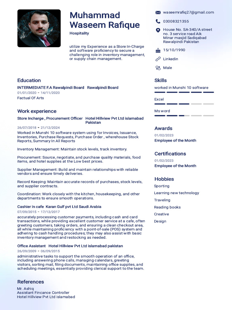 CV - Store Incharge PR | PDF | Point Of Sale | Supply Chain Management