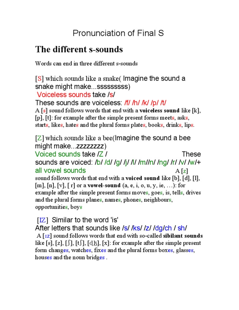 Pronunciation of Final S | PDF | Foreign Language Studies