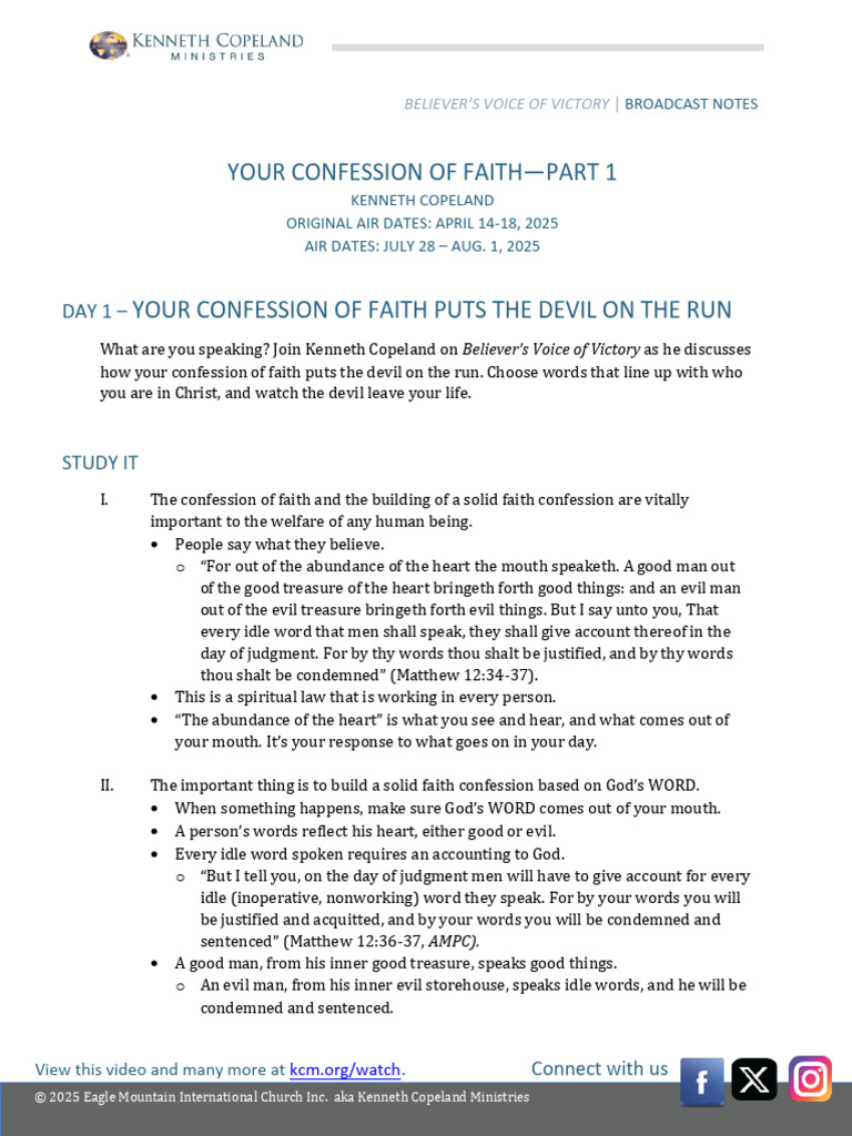 BNT250728 Broadcast Notes Kenneth Copeland-Trk-20250715 | PDF | Jesus ...