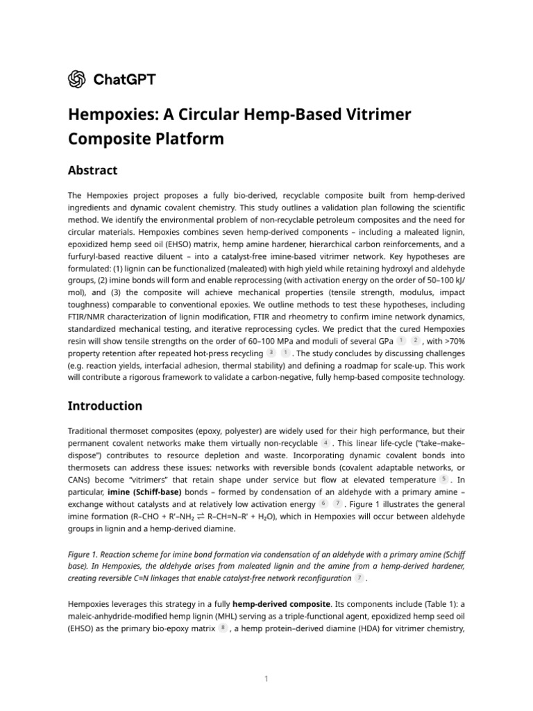 Hempoxies: A Circular Hemp-Based Vitrimer Composite Platform | PDF ...