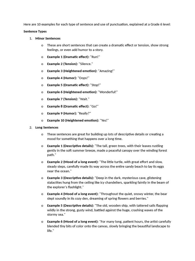 Sentence Types and Punctuation Guide | PDF | Paragraph