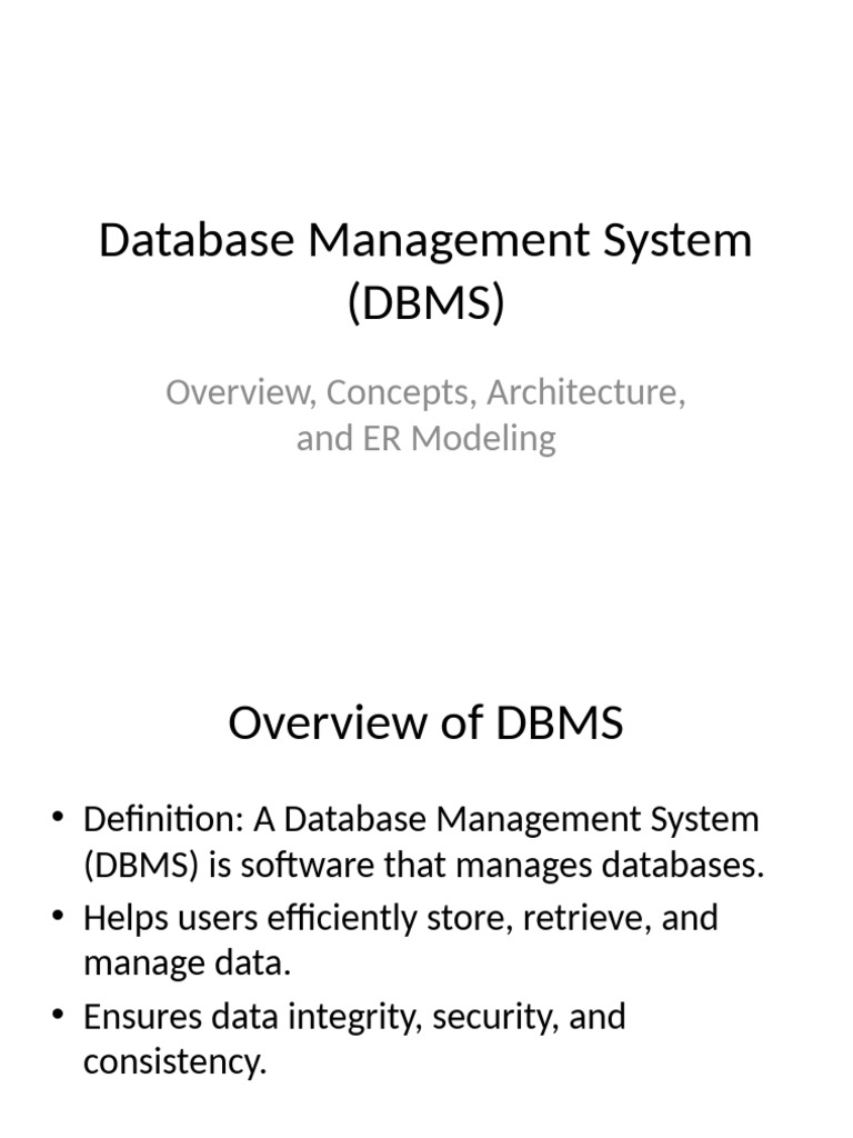 DBMS and ER Model Presentation | PDF | Databases | Software Engineering