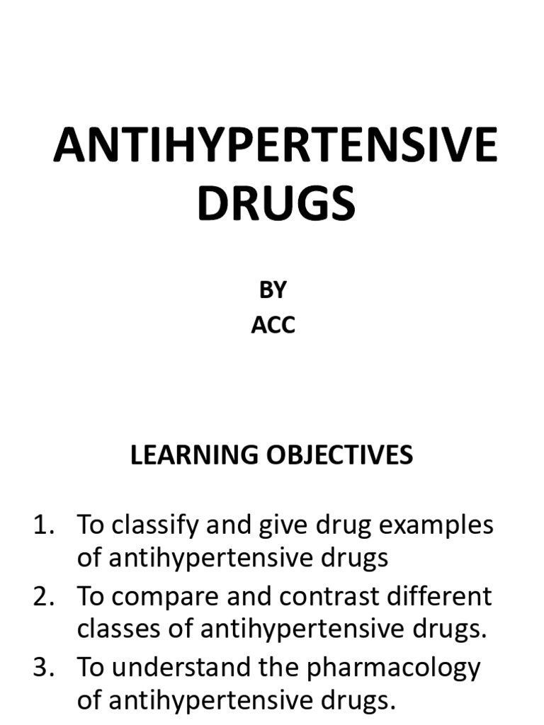 Antihypertensive Drug Classifications and Uses | PDF | Drugs | Hypertension