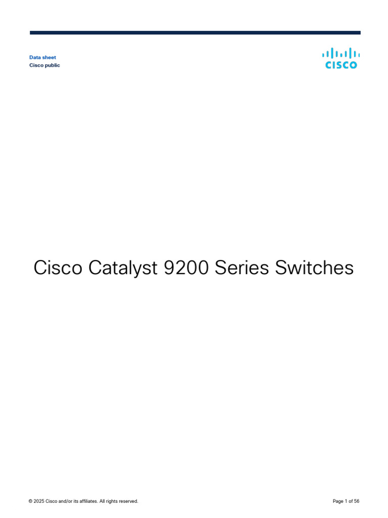 Cisco Catalyst 9200 Series Switches Datasheet | PDF | Computer Network | Telecommunications