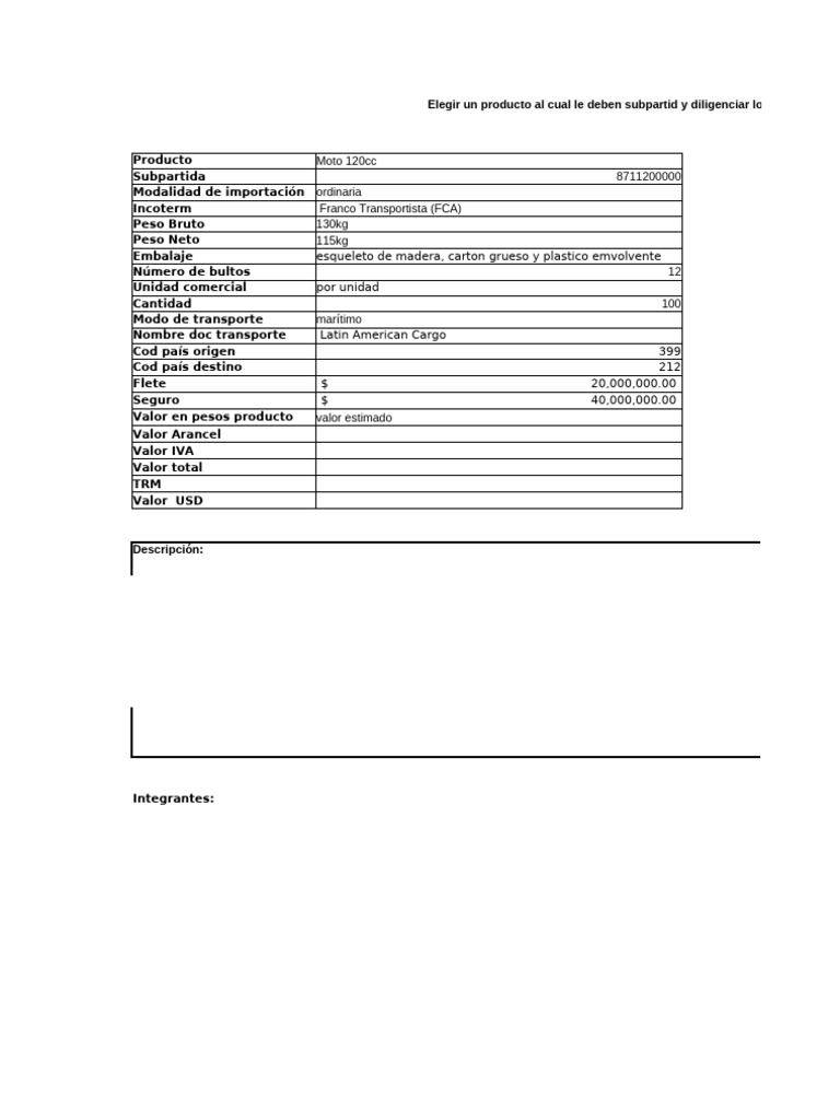 Ejercicio de Importacion | PDF