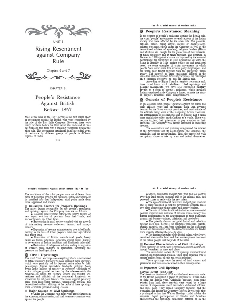 Pre-1857 Indian Resistance Movements | PDF