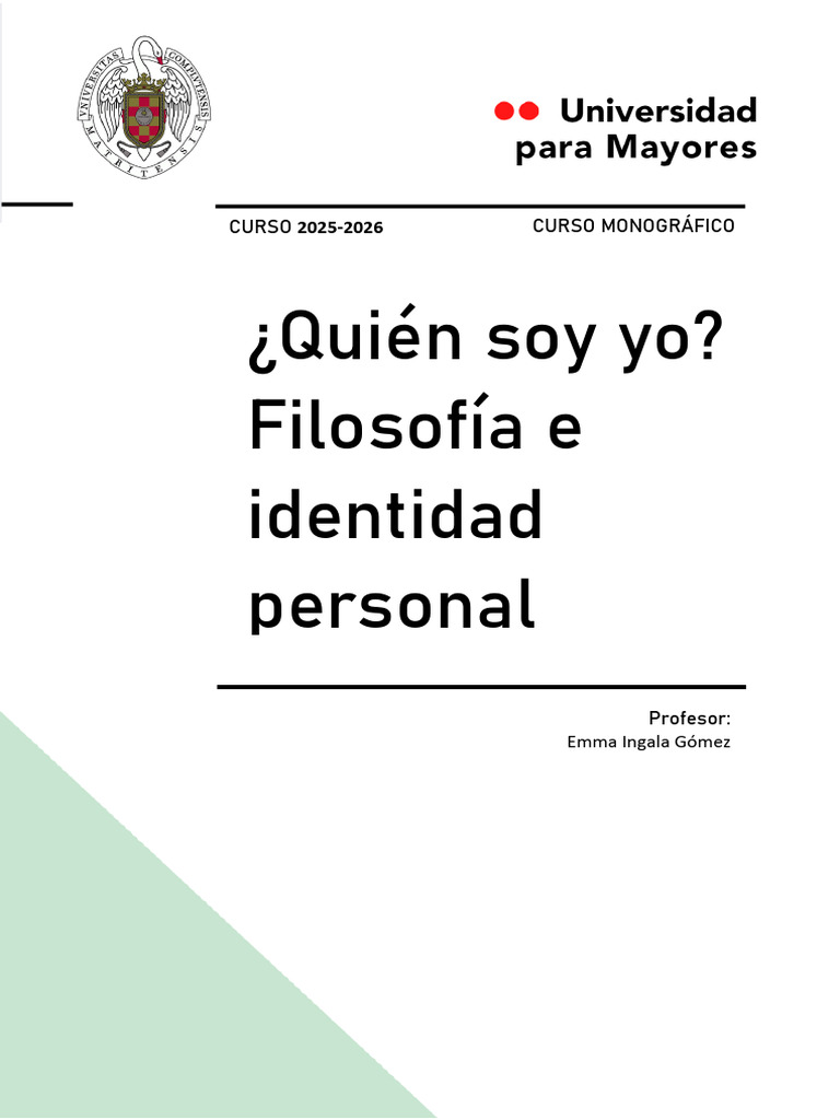 Programa Quién Soy Yo. La Cuestión de La Identidad Personal | PDF