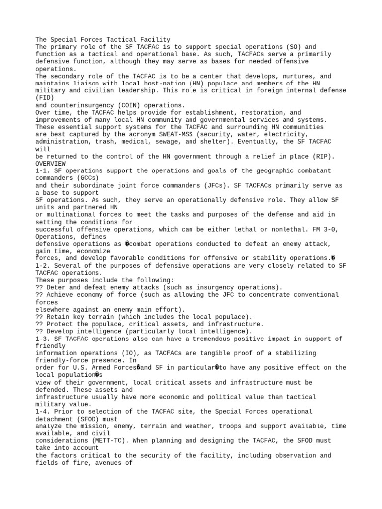SF Tactical Facility | PDF | Reconnaissance | Military