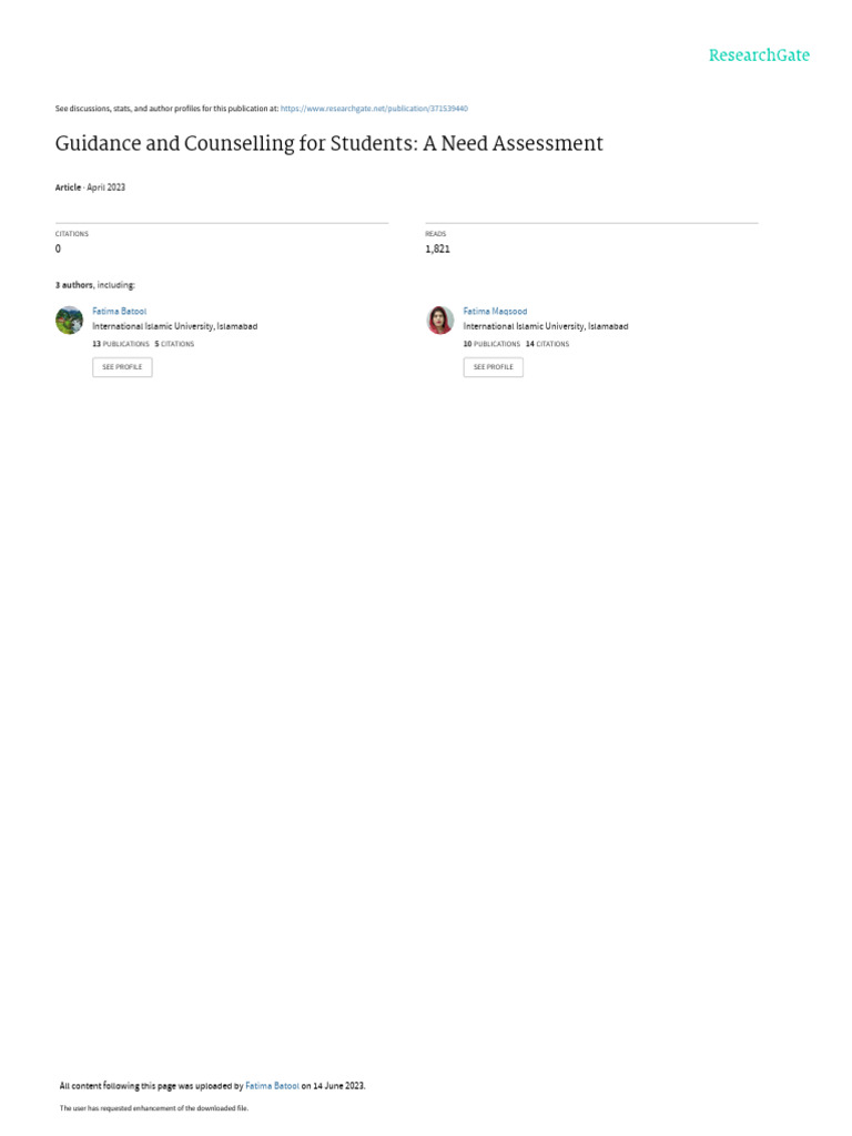 Student Guidance and Counseling Needs Assessment | PDF | Sampling ...