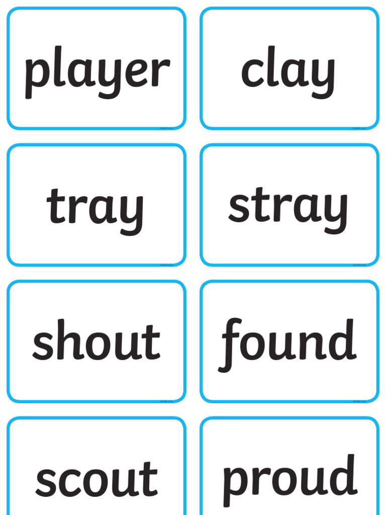 Ay Ou Ie Ea Oy Ir Ue Word Cards | PDF