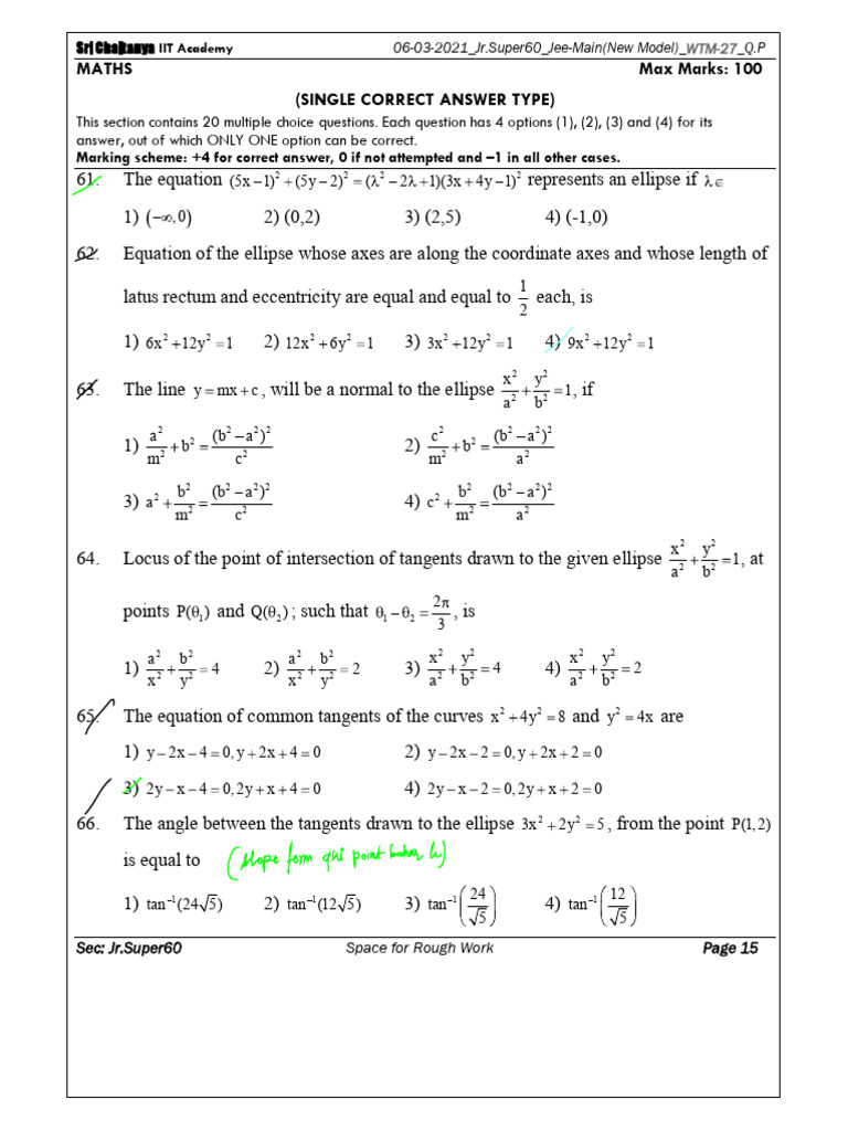 Class 11 Ellipse Complete 15122024 | PDF | Ellipse | Perpendicular