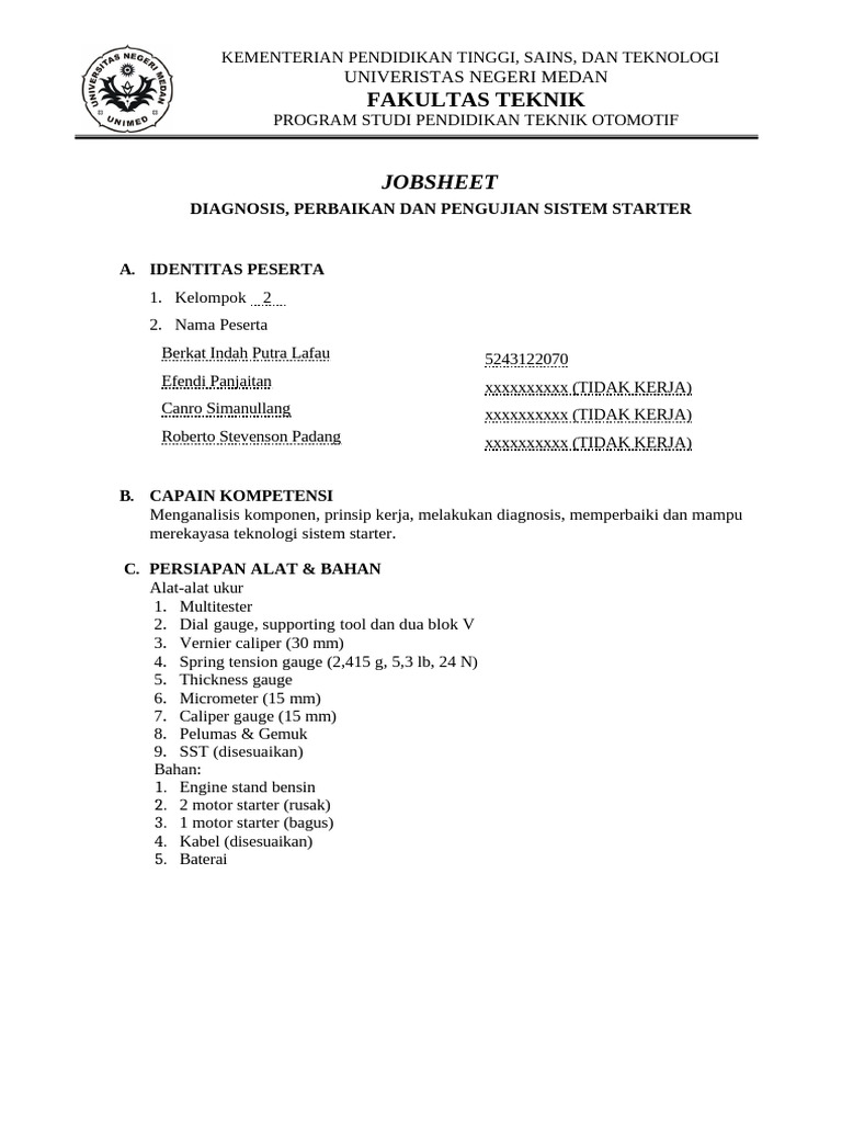 Diagnosa dan Perbaikan Sistem Starter | PDF