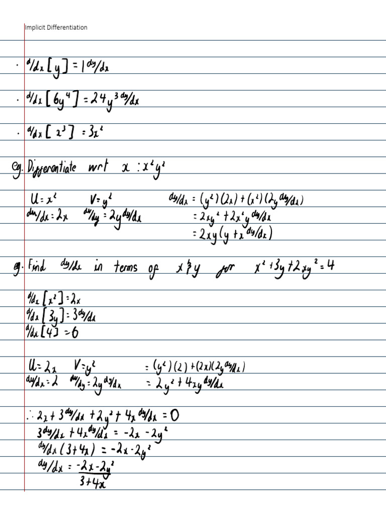 Implicit Differentiation | PDF