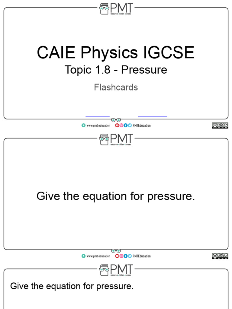 CAIE IGCSE Physics: Pressure Concepts | PDF | Pressure | Mechanics