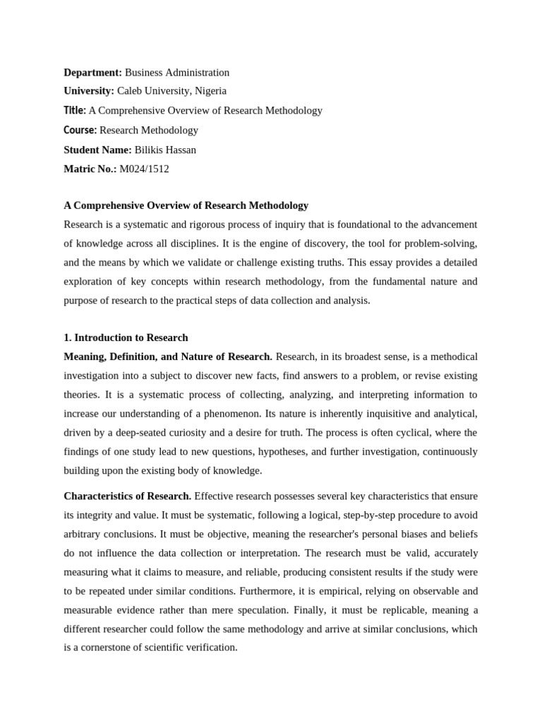 Overview of Research Methodology | PDF | Sampling (Statistics ...