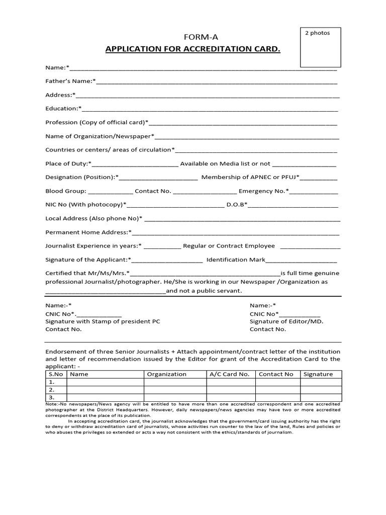 Acc Card Form | PDF