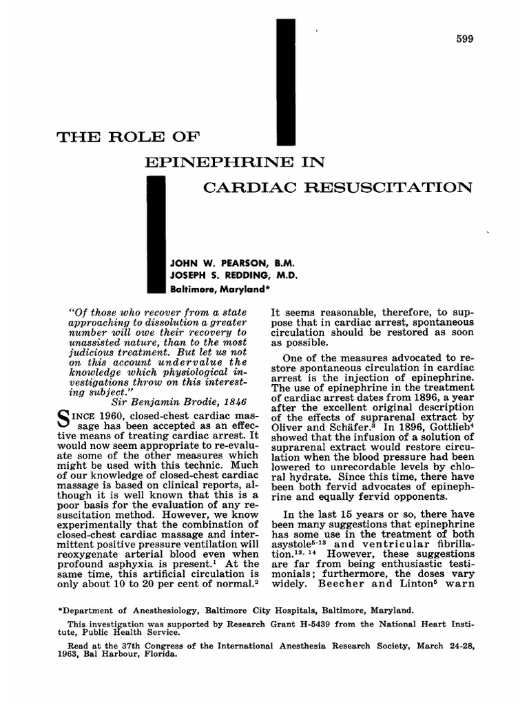 The Role of Epinephrine in Cardiac Resuscition | PDF | Cardiac Arrest ...