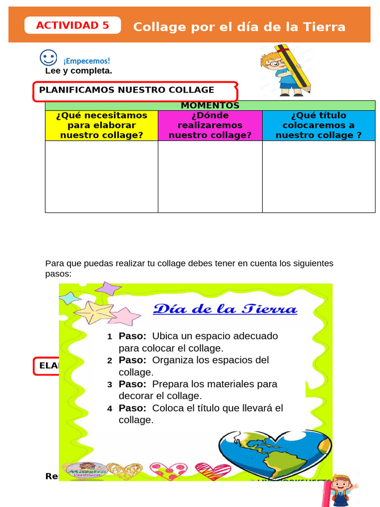D5 A3 FICHA ARTE Collage Por El Día de La Tierra | PDF