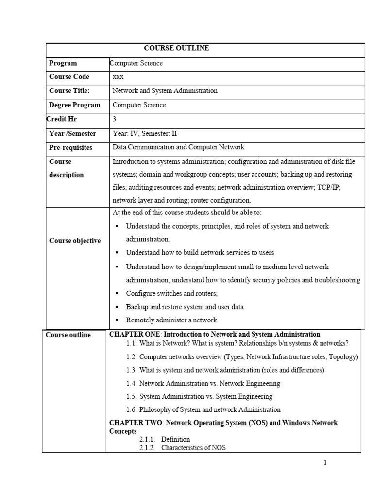 Network and System Administration Course | PDF | Computer Network | Ip ...