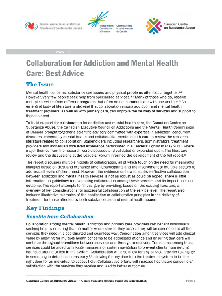 Collaboration in Addiction & Mental Health | PDF | Mental Health ...