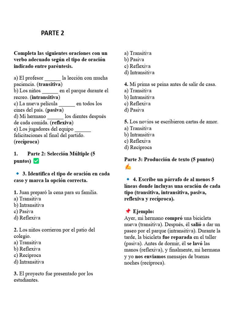 Parte 2 - Oraciones Simples | PDF | Verbo | Sintaxis