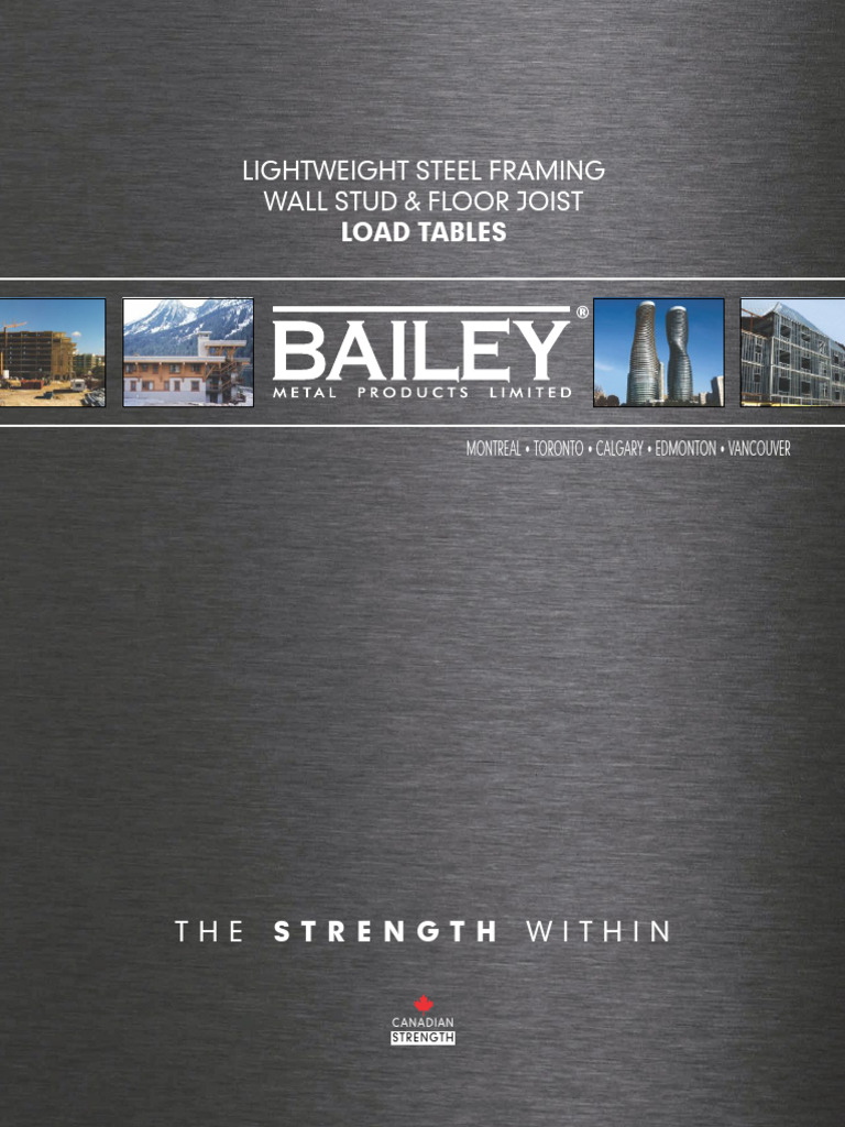 Lightweight Steel Framing Wall Stud Amp Floor Joist Load Tables | PDF ...