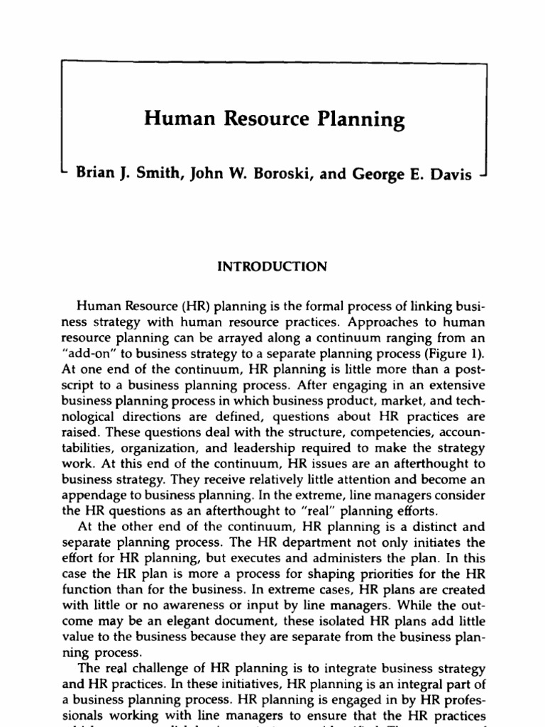 Human Resource Planning | PDF | Strategic Management | Competence ...