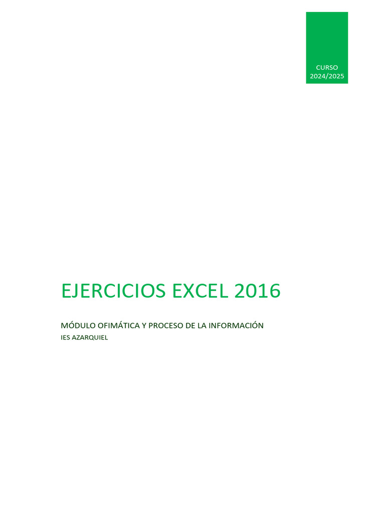 Ejercicios Excel 2016 | PDF