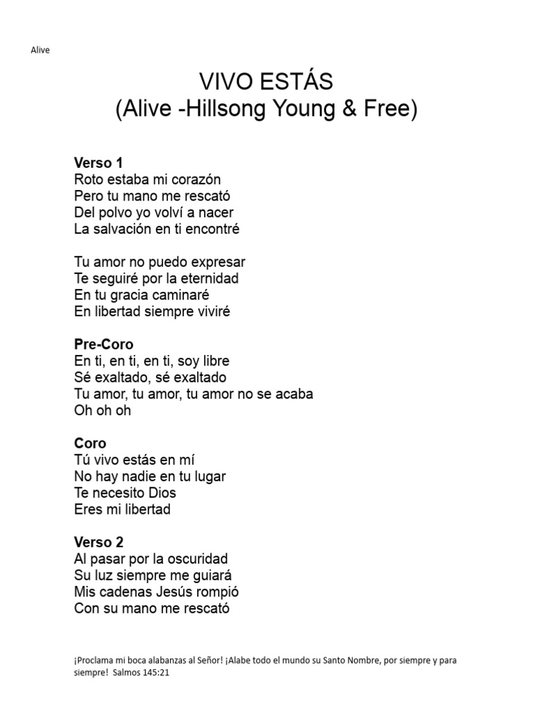 Alive (Vivo Estás) - LETRA | PDF