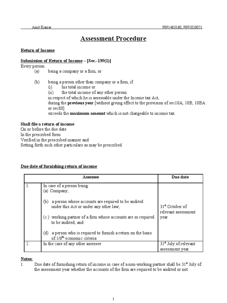 Assessment Procedure | Download Free PDF | Income Tax In India | Taxes