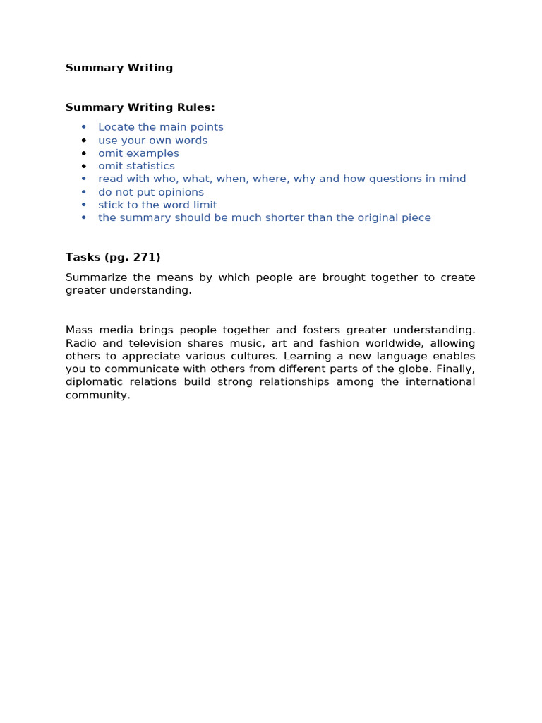 Effective Summary Writing Techniques | PDF