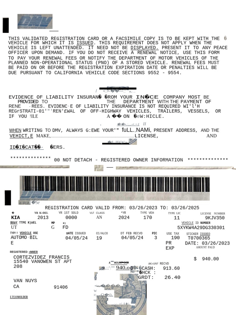 Vehicle Registration Requ 2 | PDF | Land Transport | Driving